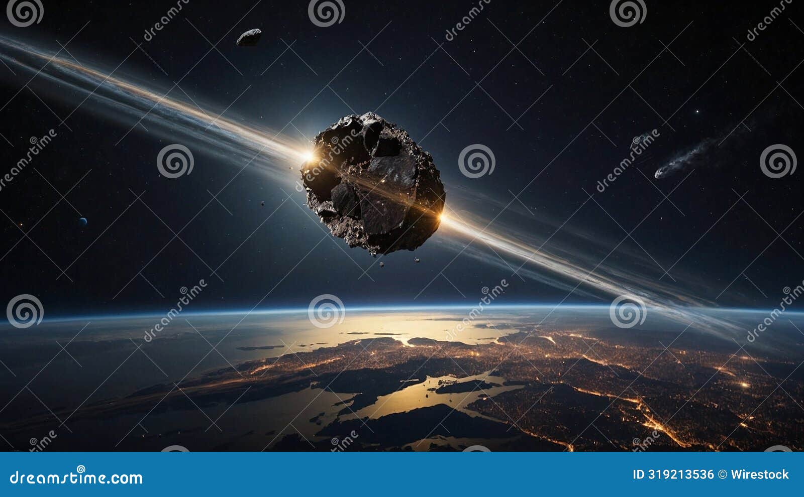 AI Generated Illustration of a Meteor Flying in the Open Space Stock ...