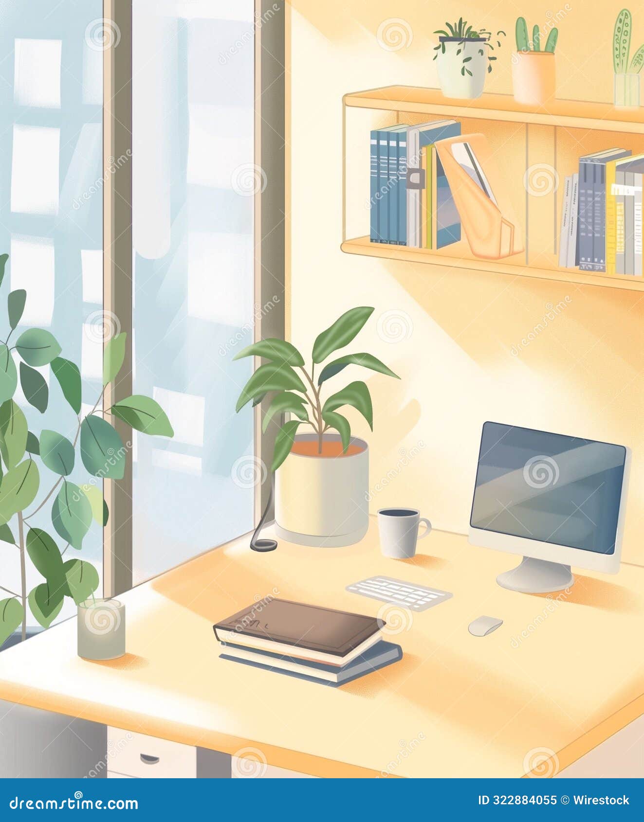 AI Generated Illustration of a Modern Office Desk with a Computer ...