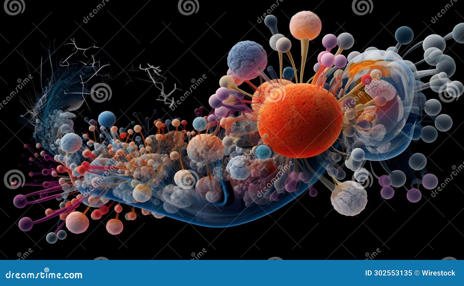 AI Generated Illustration of a Molecular Level View Showing the ...