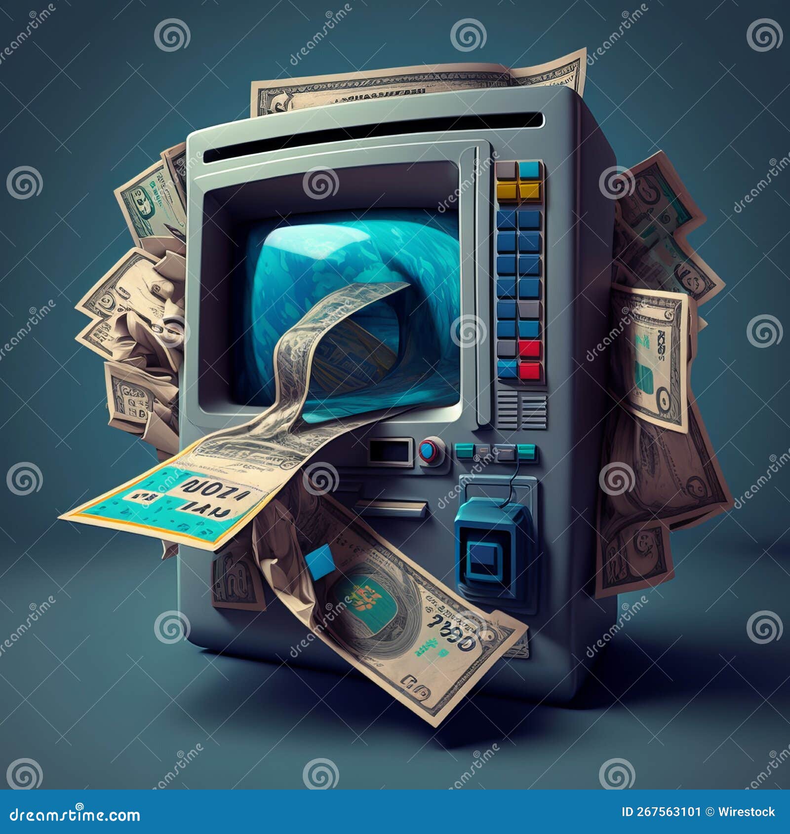 AI Generated Illustration of Money Printing Machine Stock Illustration ...