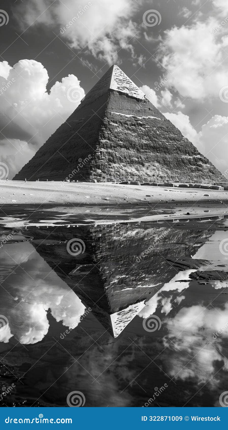AI Generated Illustration of a Monochrome Pyramid with Reflection on ...
