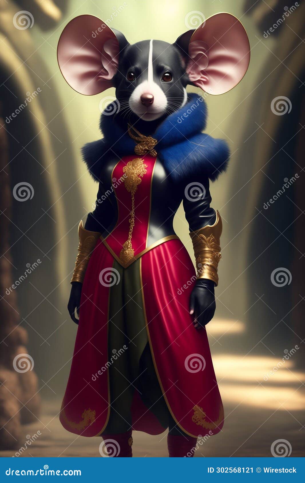 AI Generated Illustration of a Mouse is Dressed in a Red Princess Gown ...