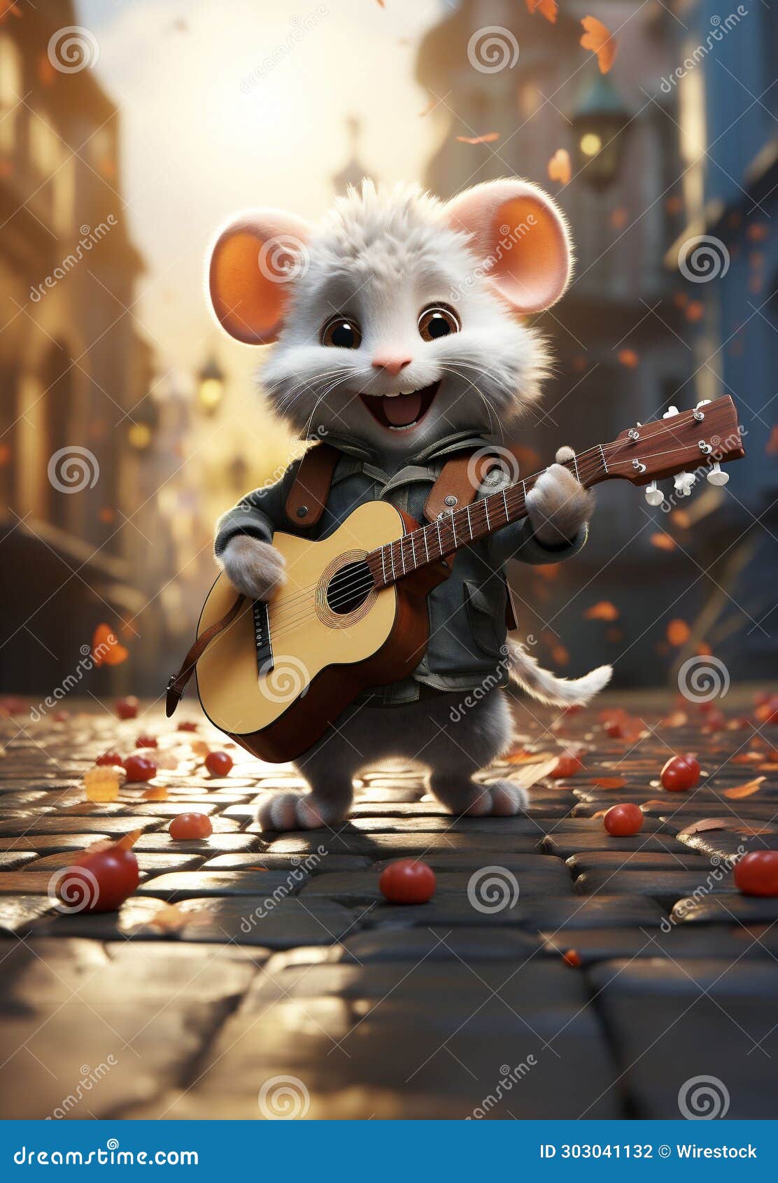 AI Generated Illustration of a Mouse Playing Guitar Stock Illustration ...