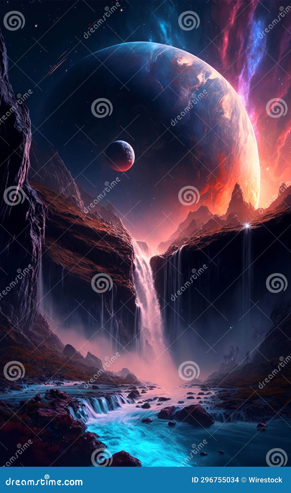 AI Generated Illustration of Multiple Luminous Planets in the Night Sky ...