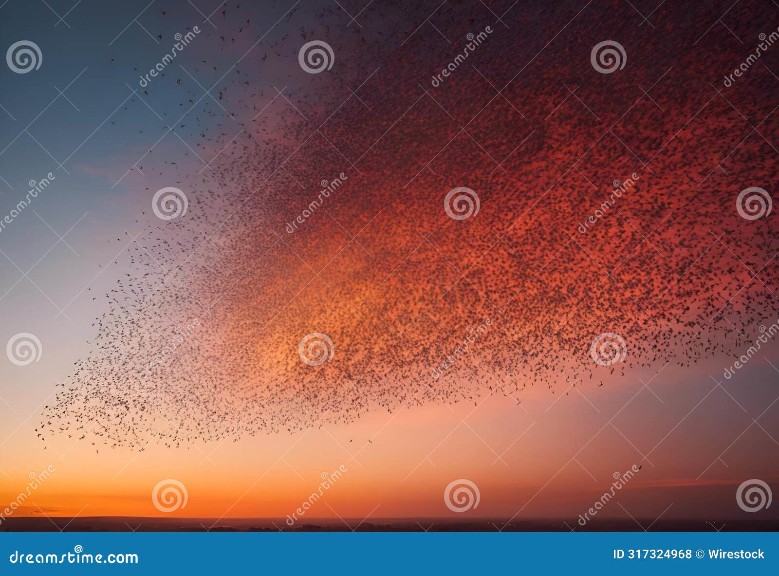 AI Generated Illustration of a Multitude of Birds Soaring Above an ...