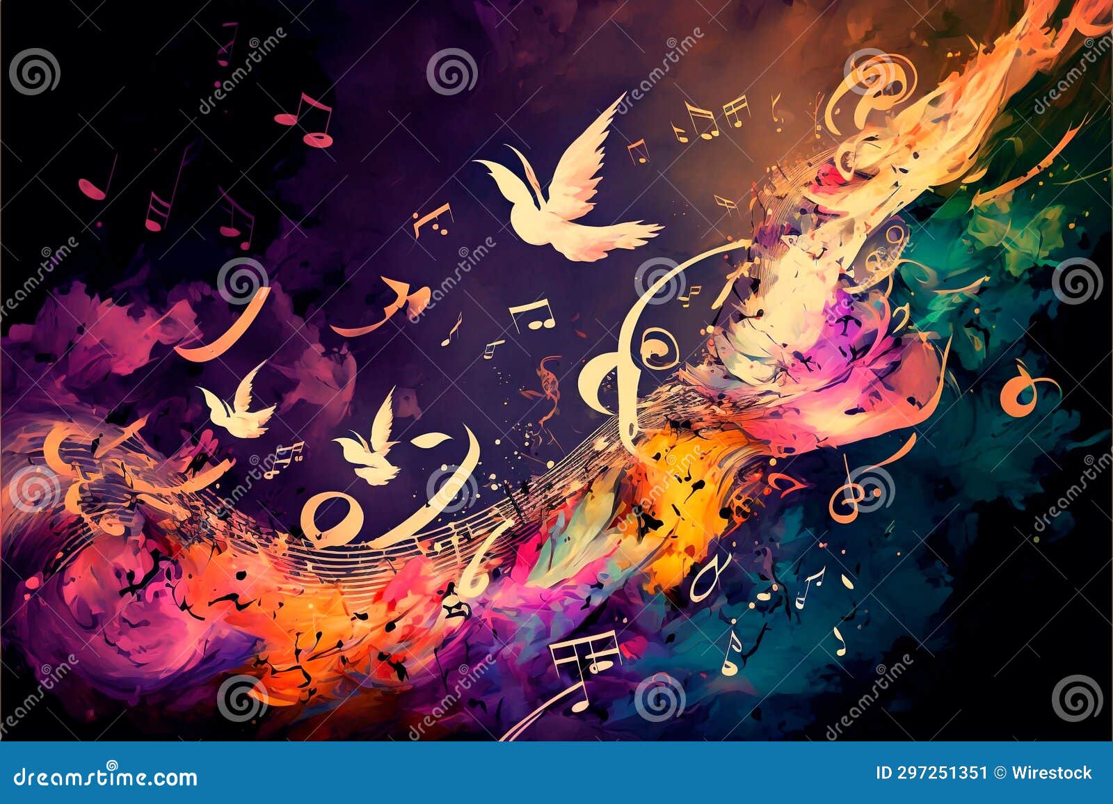 AI Generated Illustration of Musical Notes on an Abstract Background ...