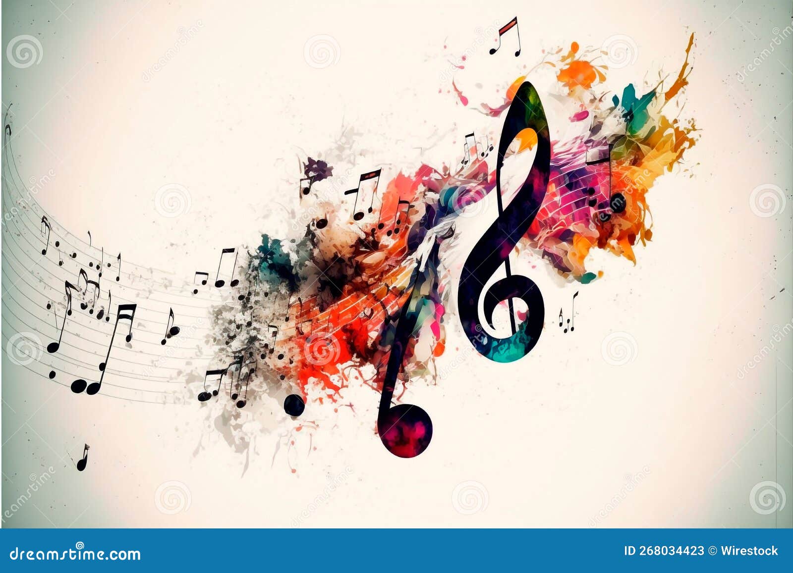 AI Generated Illustration of Musical Notes and a Clef on the Stave with ...