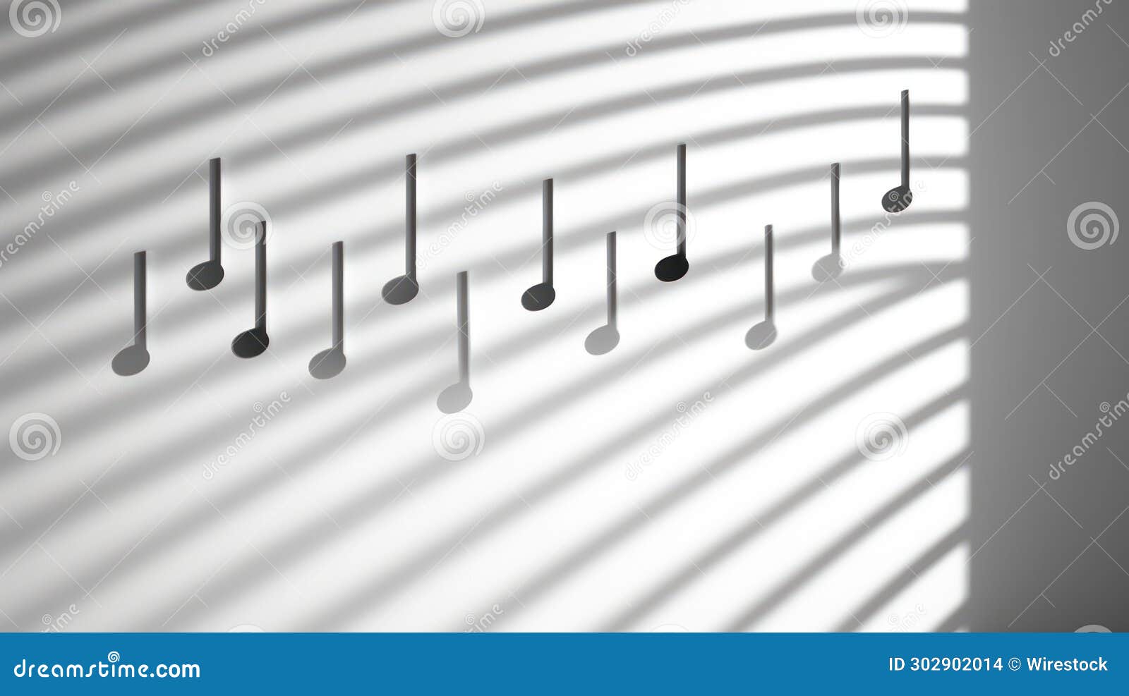 AI Generated Illustration of Musical Notes on a White Wall Stock ...