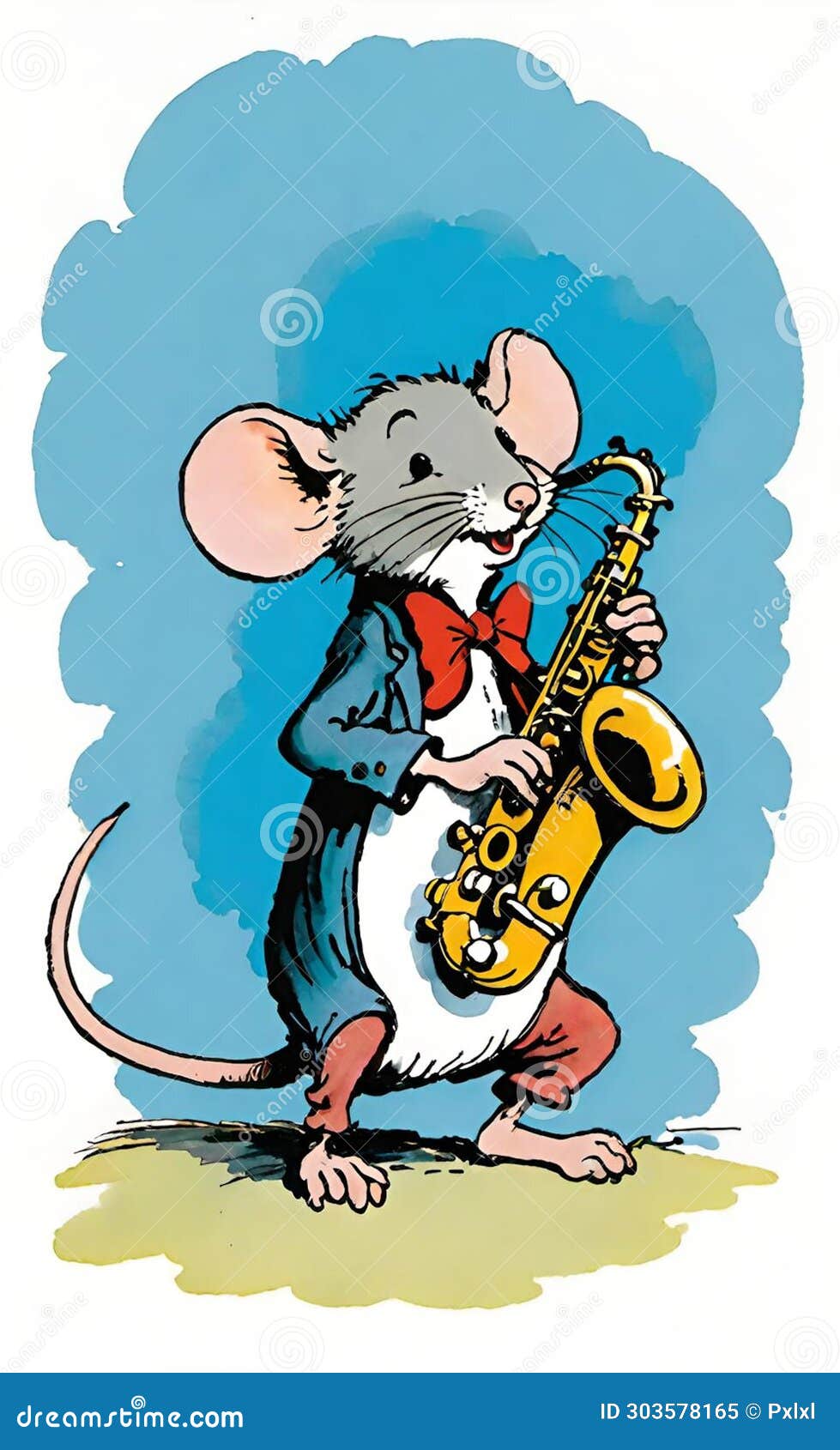 AI Generated Illustration of a Musician Mouse Character Playing Sax ...