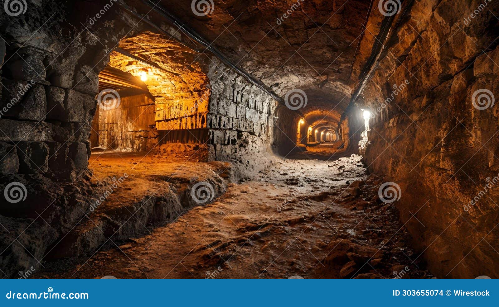 Ai Generated A Dimly Lit Office With Multiple Desks And Chairs Stock ...