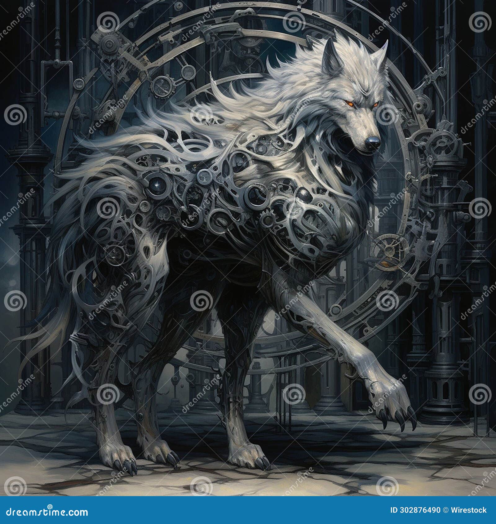 AI Generated Illustration of a Mysterious Wolf with Large, Intimidating ...