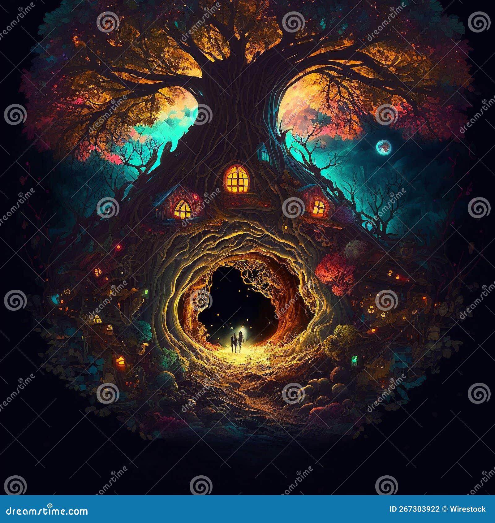 AI-generated Illustration of a Mystical, Magical Tree Cave with ...