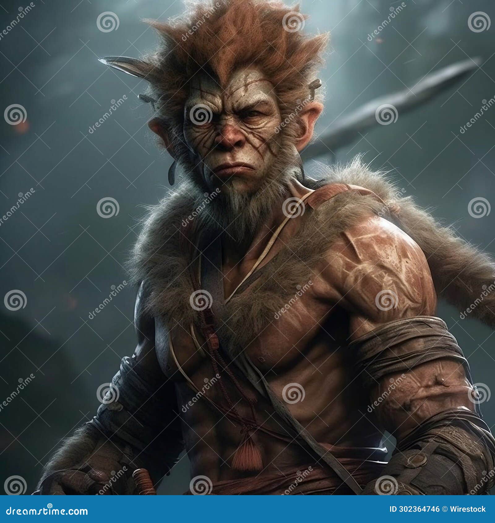 AI Generated Illustration Of A Mythical Hairy Humanoid Creature In A ...