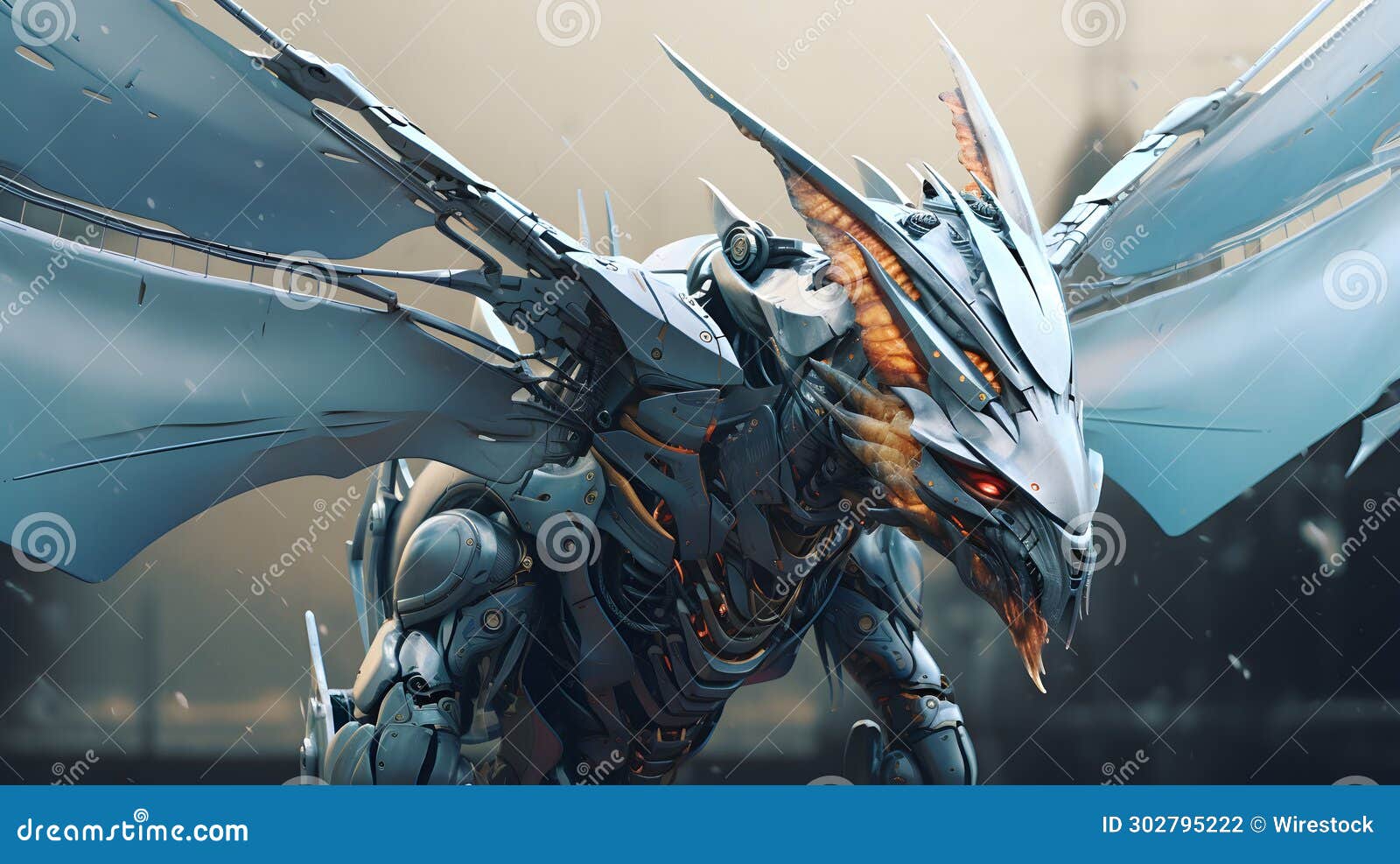 AI Generated Illustration of a Mythical Robotic Creature with Large ...