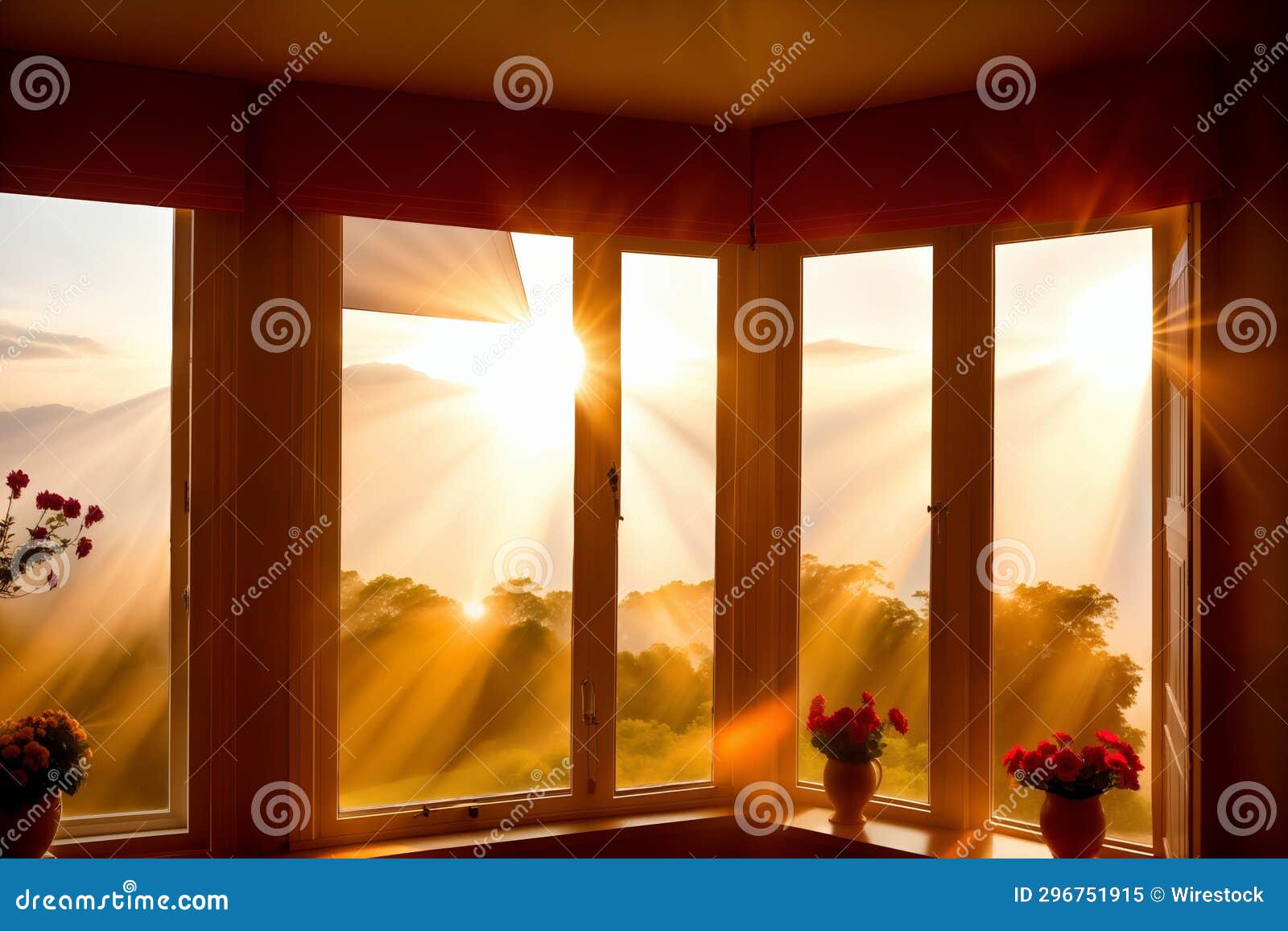 AI Generated Illustration of Natural Sunlight Radiating through Windows ...