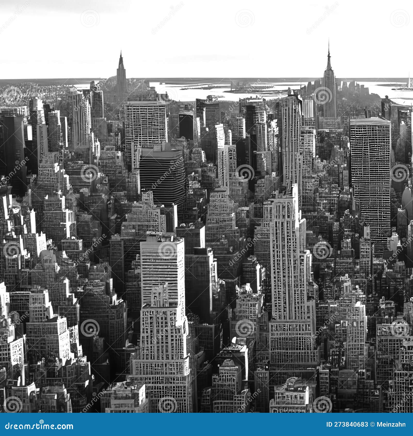 AI Generated Illustration of New York or Generic Skyline in Drawing ...