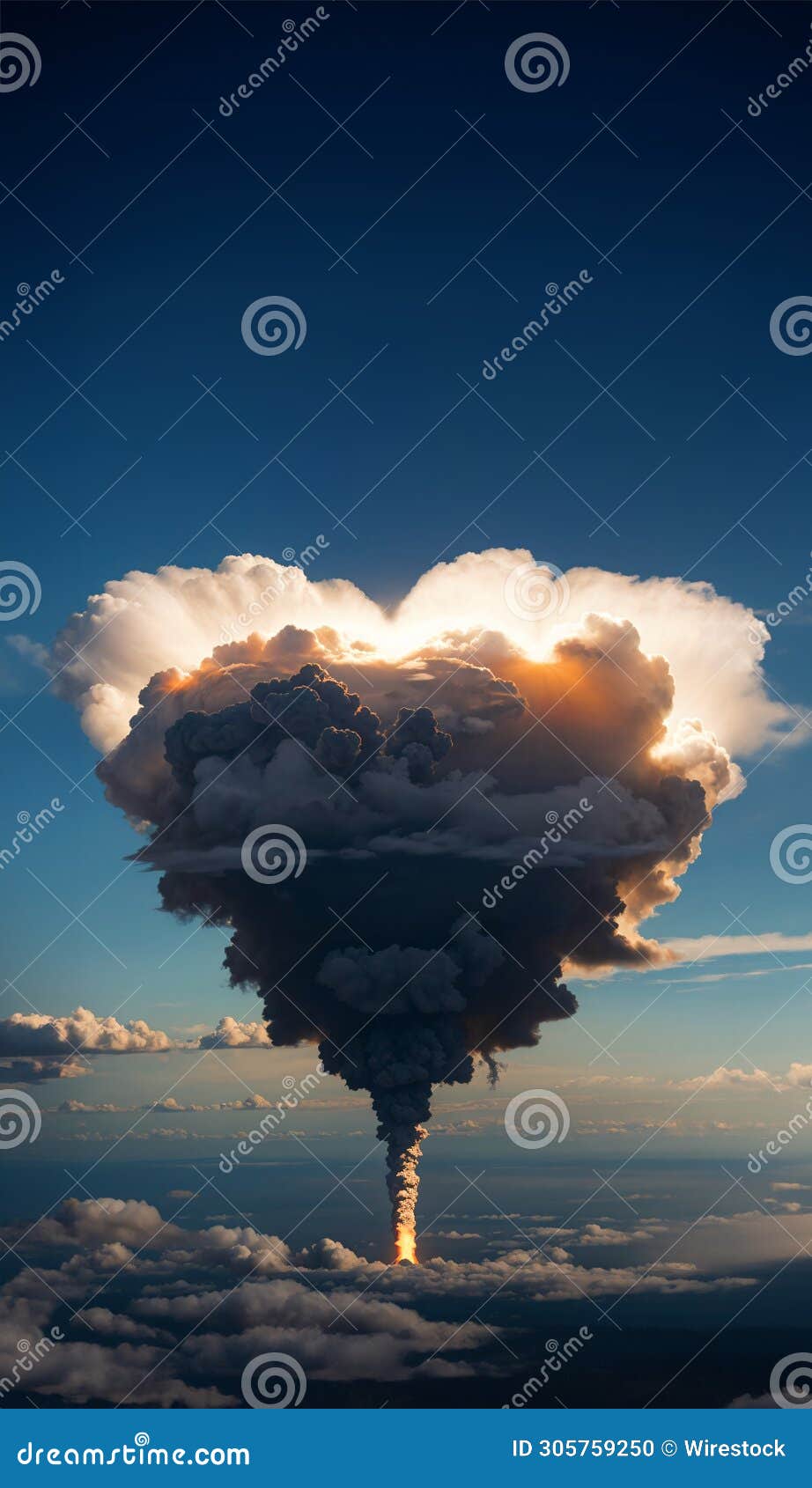 AI Generated Illustration of a Nuclear Blast in Shapy of a Heart in the ...