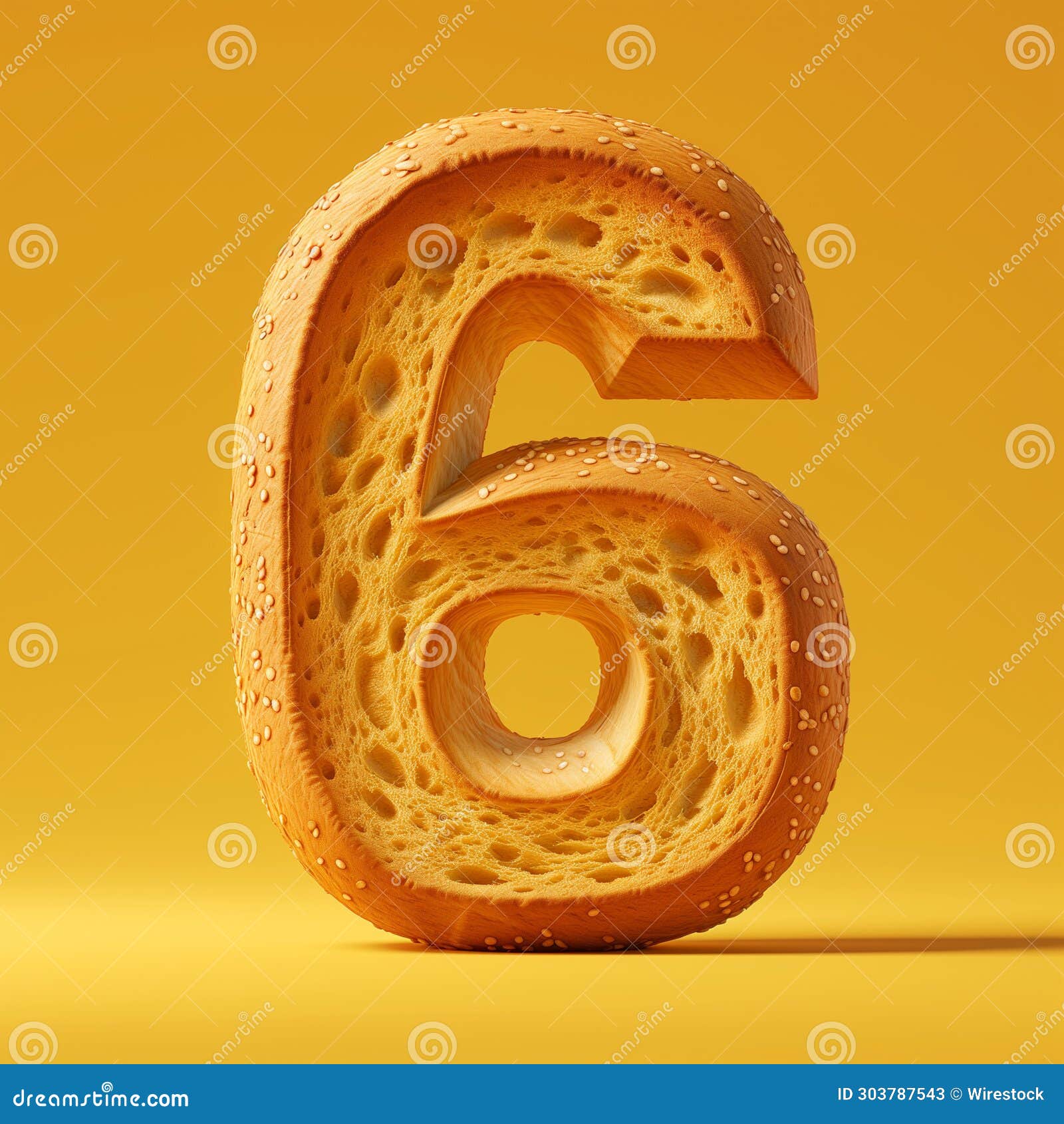 AI Generated Illustration of the Number 6 in the Shape of a Bread Stock ...