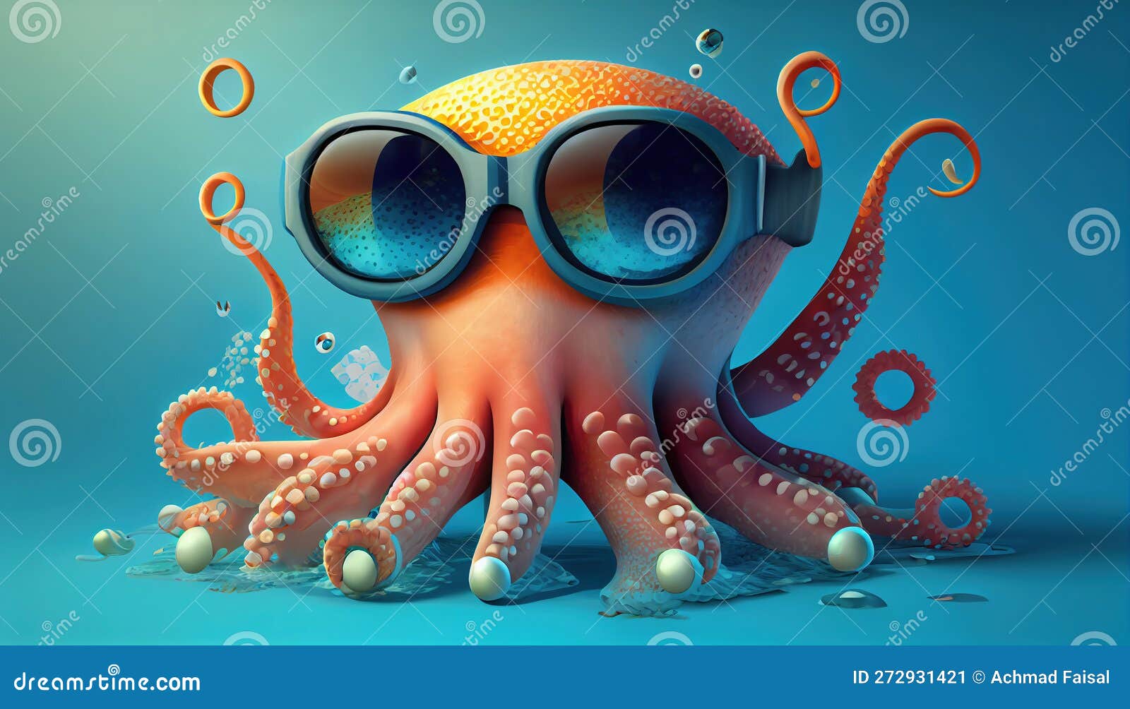 AI Generated Octopus with Sunglasses Stock Illustration - Illustration ...