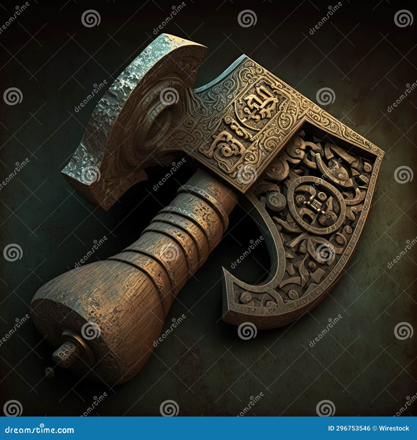 AI Generated Illustration of an Old Axe with Carved Patterns and Runes ...