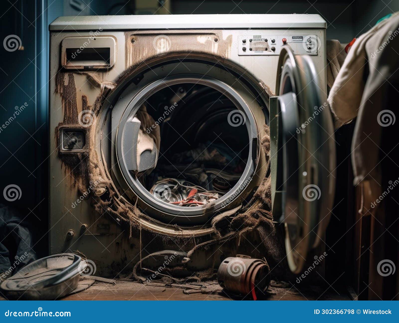 AI Generated Illustration of an Old, Broken and Rusty Washing Machine ...