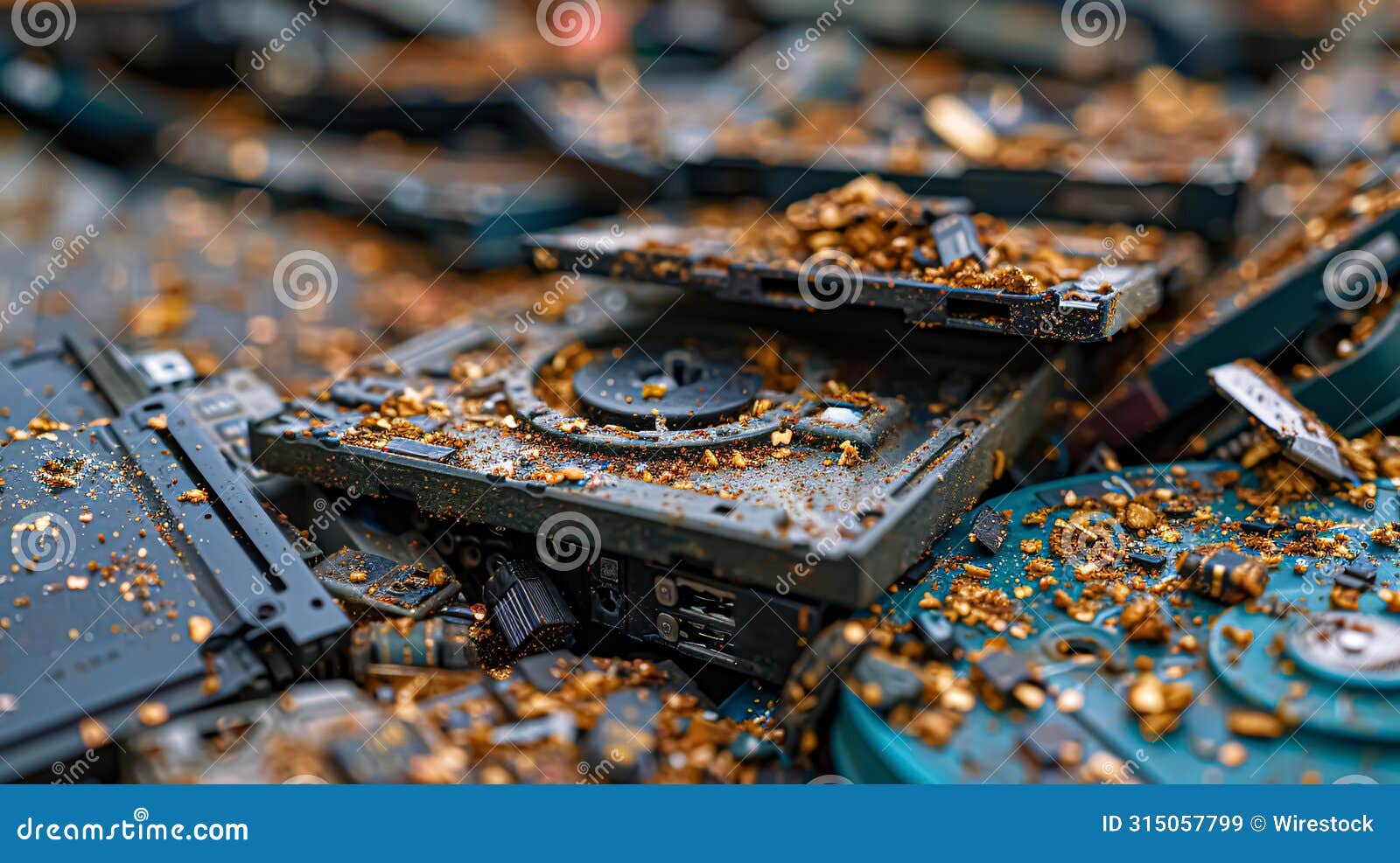 AI Generated Illustration of Old Computer Drives Scattered on a Dusty ...