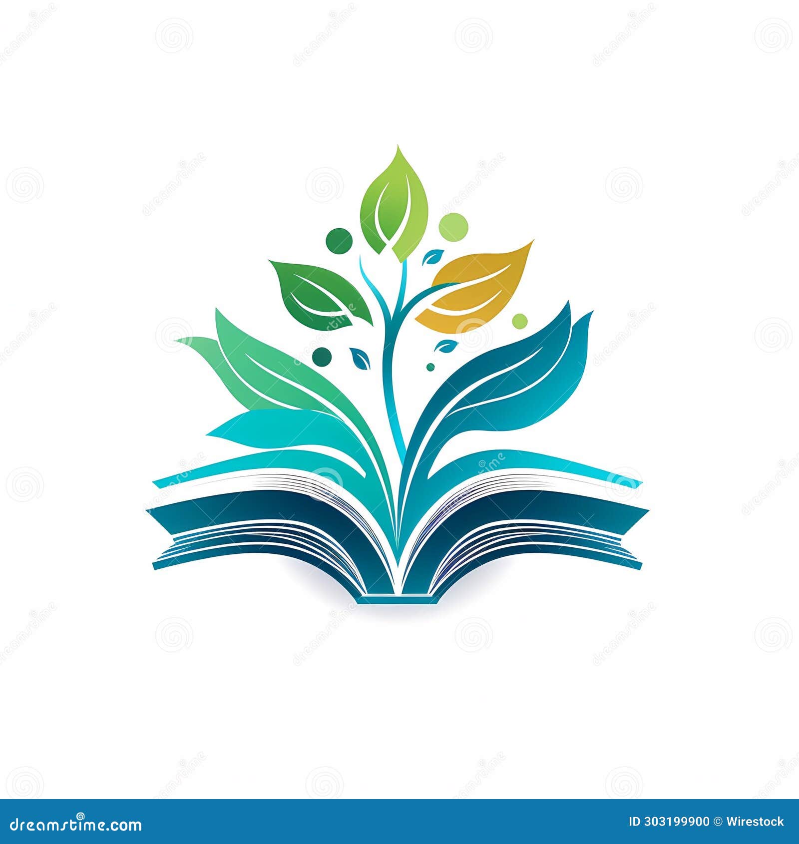 AI Generated Illustration of an Open Book with a Plant Sprouting Out of ...