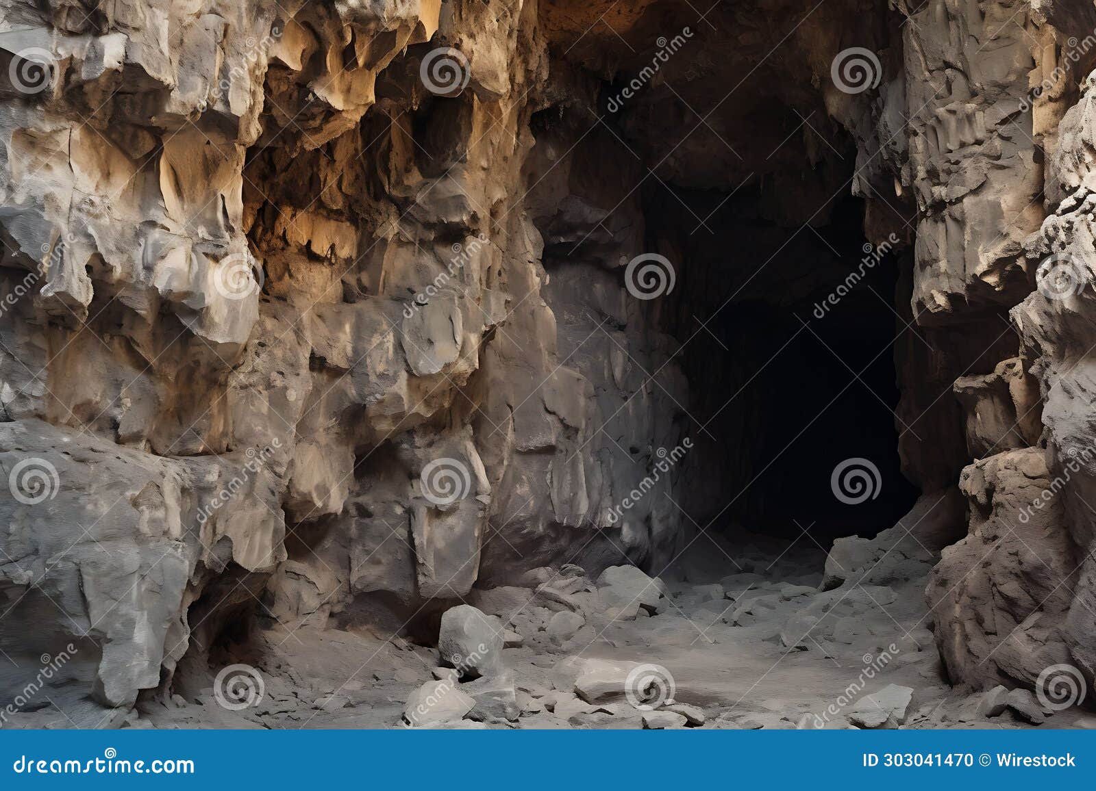 AI Generated Illustration of an Open Cave Entrance Illuminated by a ...