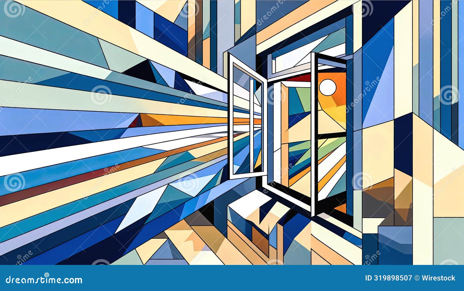 AI Generated Illustration of an Open Window with Vibrant, Angular ...
