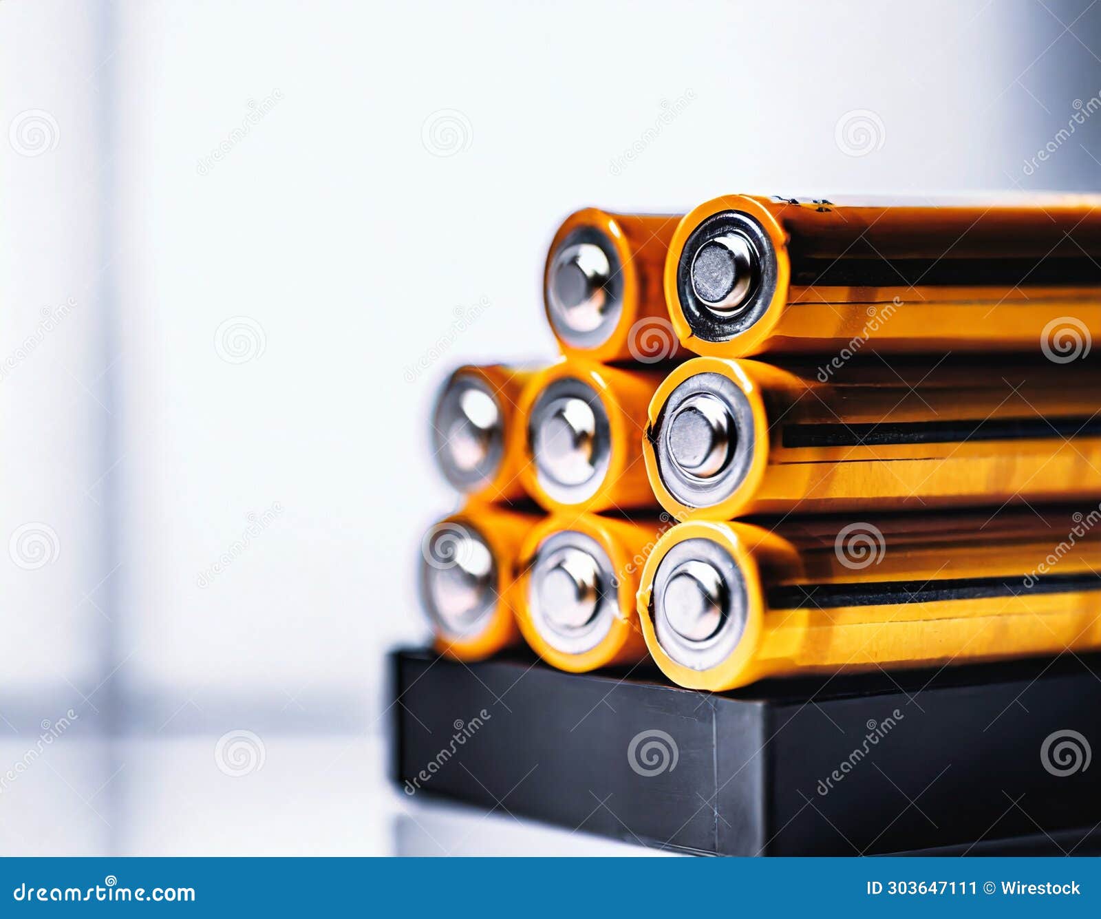 AI Generated Illustration of an Organized Stack of Batteries on a White ...