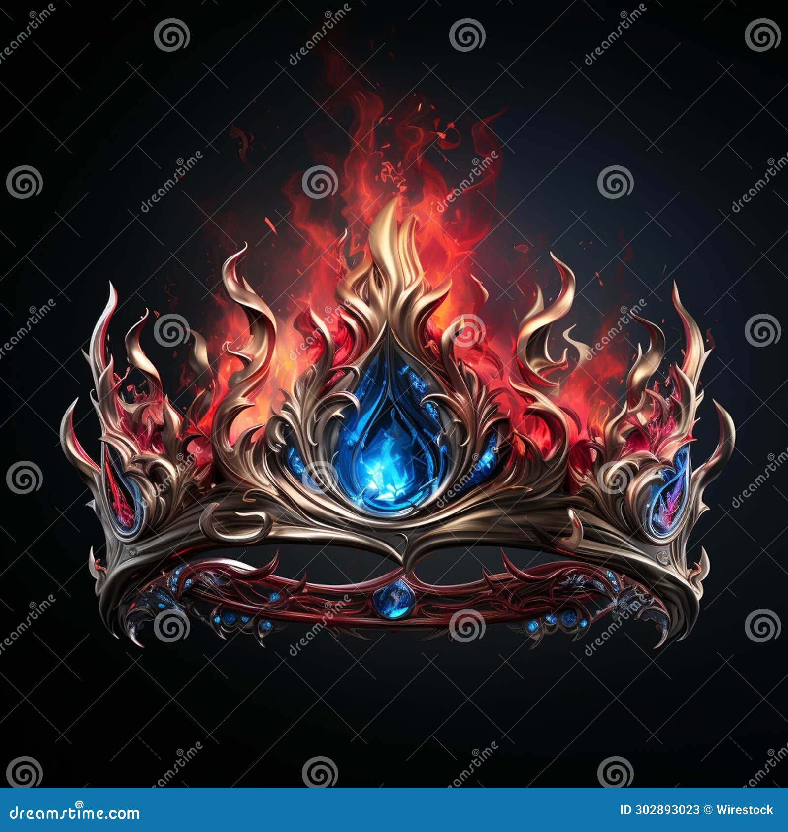 AI Generated Illustration of an Ornate Fiery Crown Stock Illustration ...