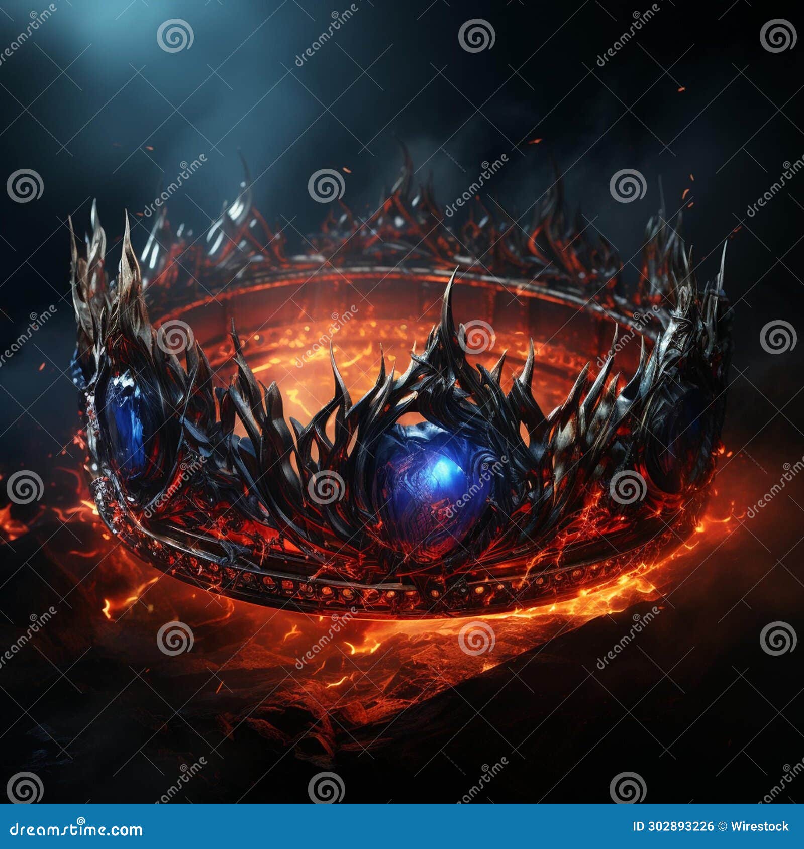 AI Generated Illustration of an Ornate Fiery Crown Stock Illustration ...