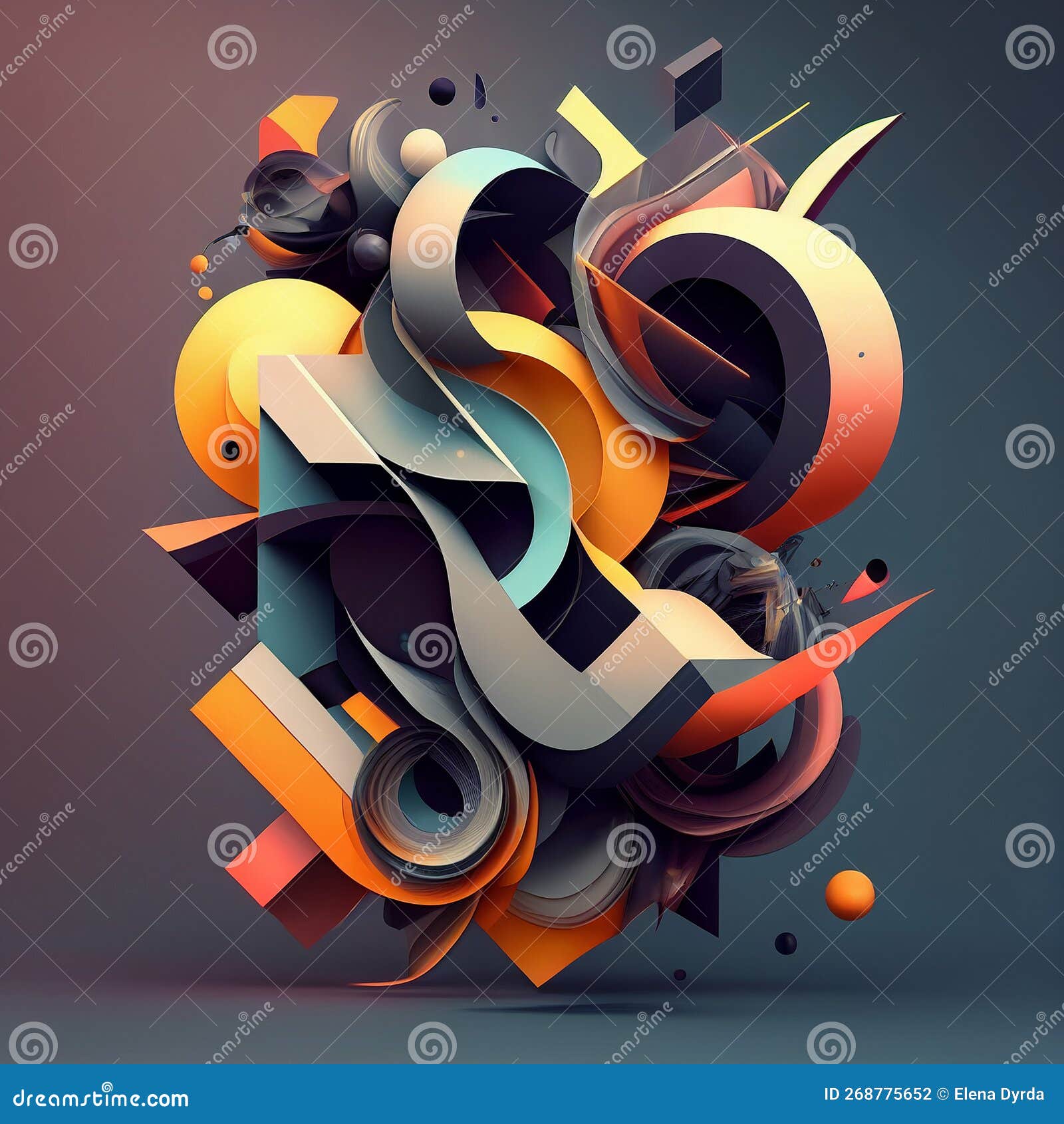 AI Generated Illustration with Overlapping Shapes and Lines To Create a ...