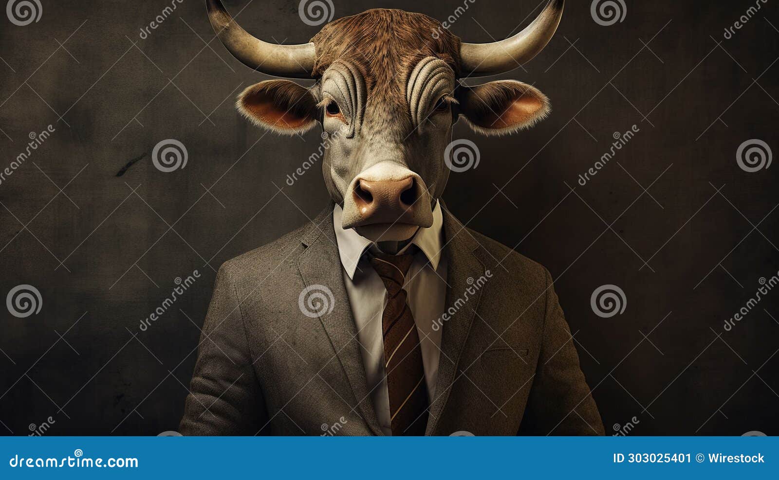 AI Generated Illustration of an Ox Dressed in Classic Suit Stock ...