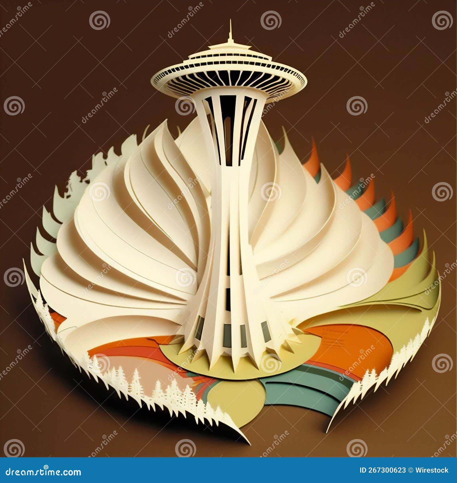 AI Generated Illustration of Papercut Observation Deck Tower on ...