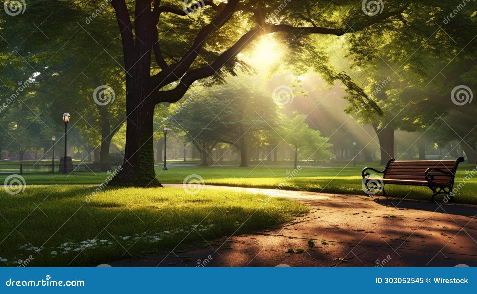 AI Generated Illustration of a Park Bench in a Serene Setting ...