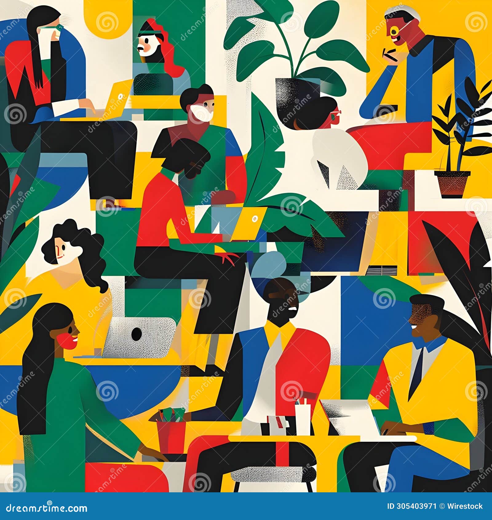 AI Generated Illustration of People Doing Multiple Tasks in the ...