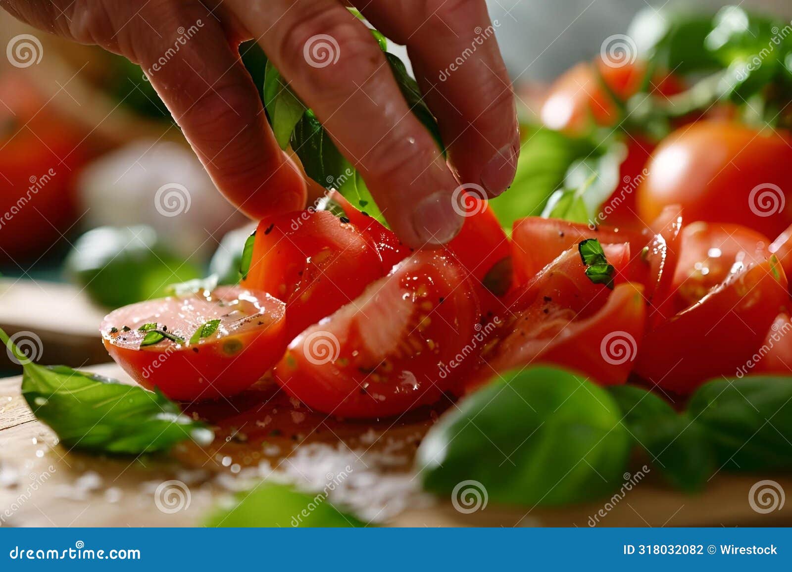 AI Generated Illustration of a Person Adding a Fresh Tomato To a Stack ...