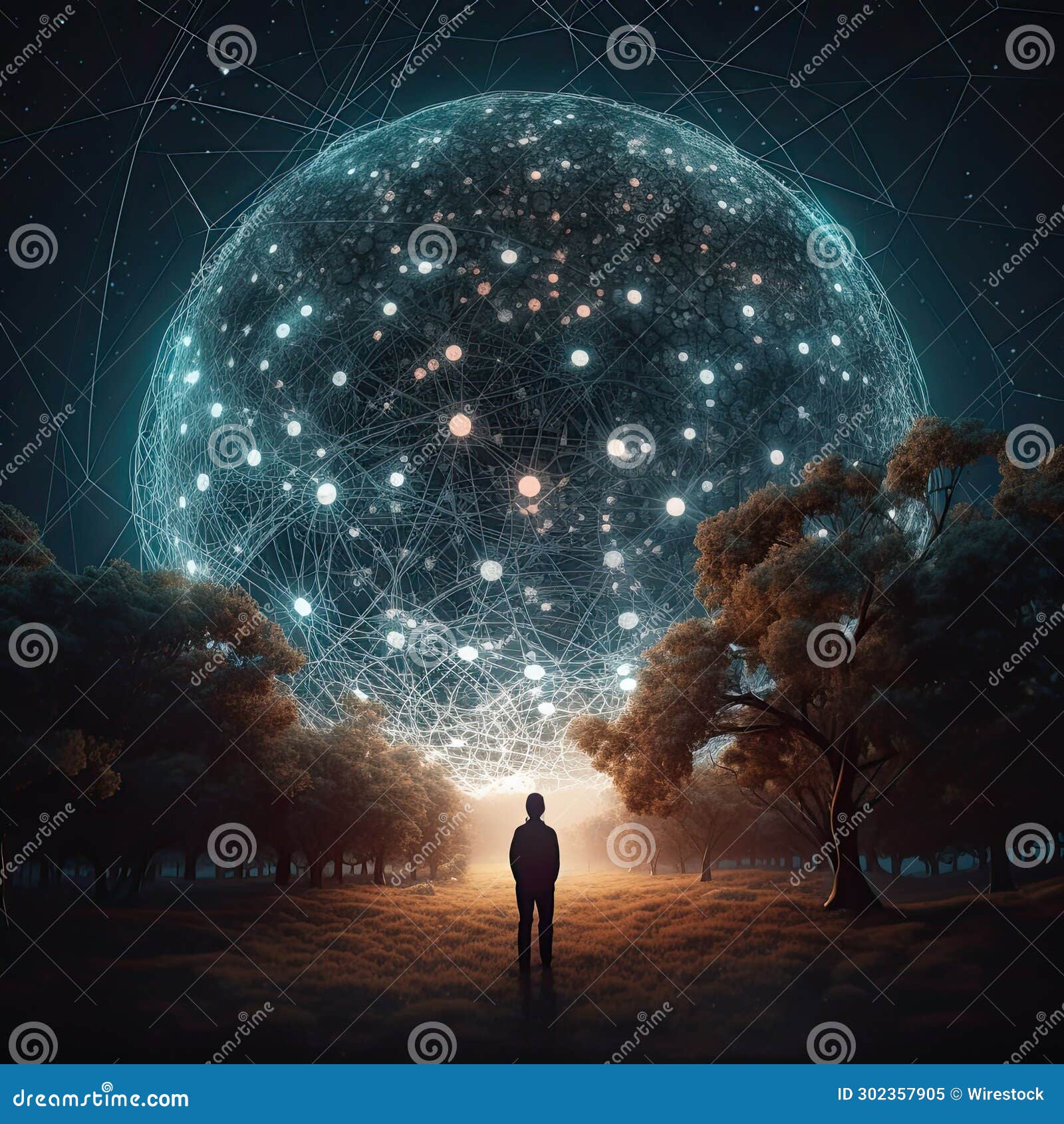 AI Generated Illustration of a Person Standing in Front of a Large ...