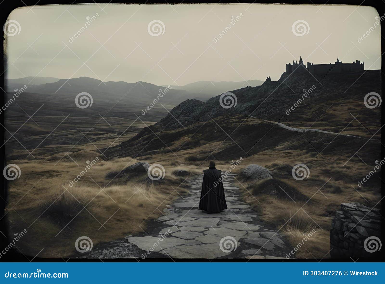 AI Generated Illustration of a Person Standing on a Pathway in a Valley ...