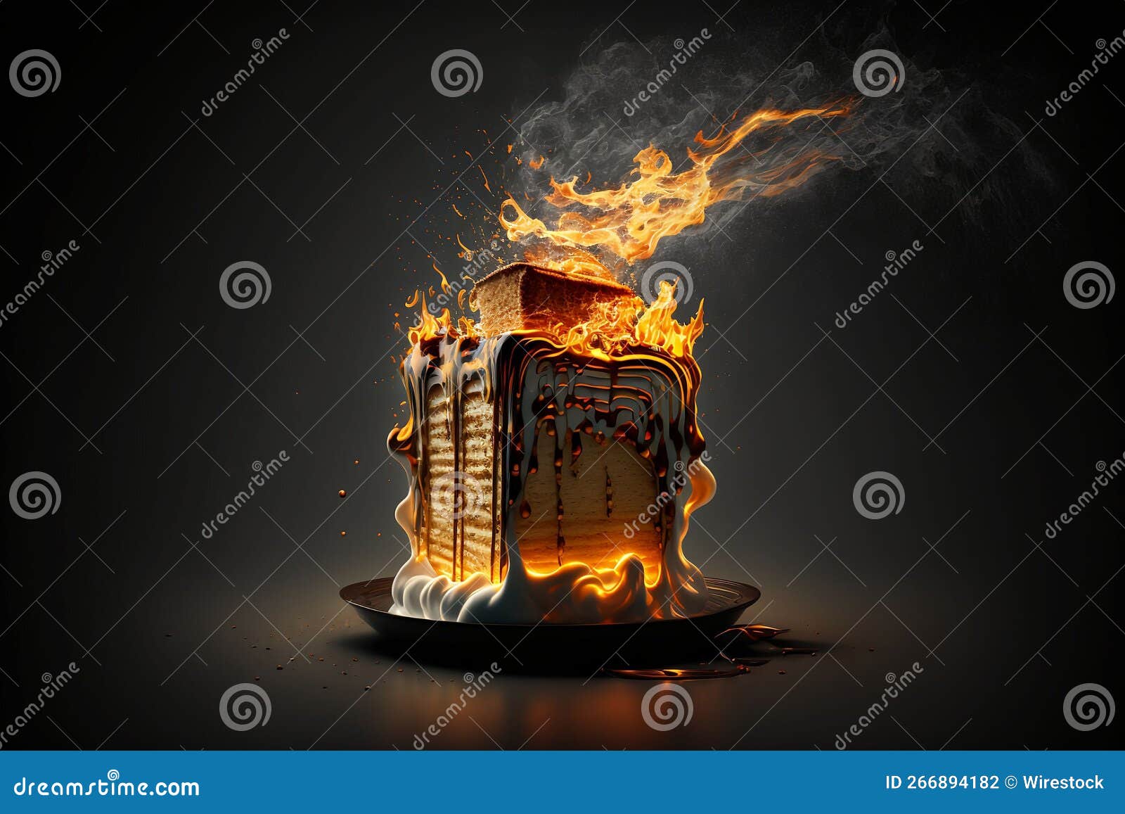 AI-generated Illustration of Pice of Cake in Fire Stock Illustration ...