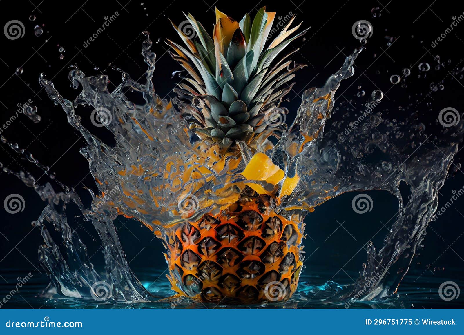AI-generated Illustration of the Pineapple Falling into the Water Stock ...