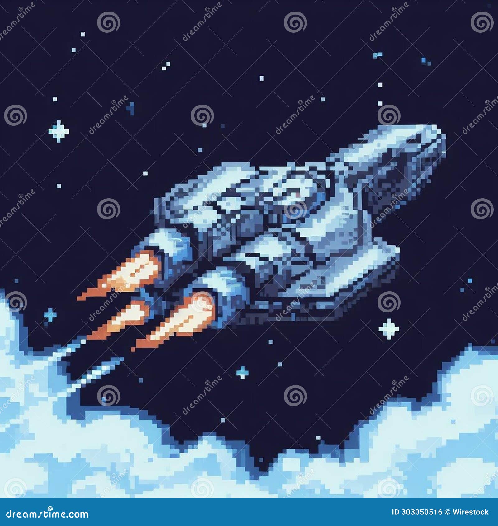 The Pixel Art of a Space Shuttle Flying through the Sky Stock ...