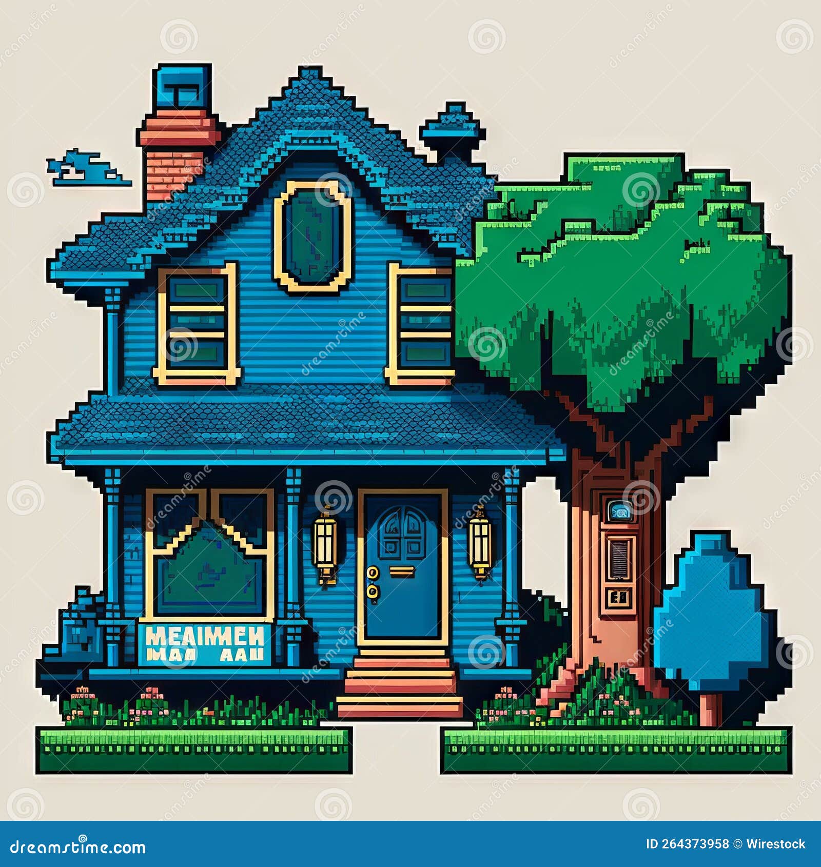 AI Generated Illustration of a Pixel House Stock Illustration ...