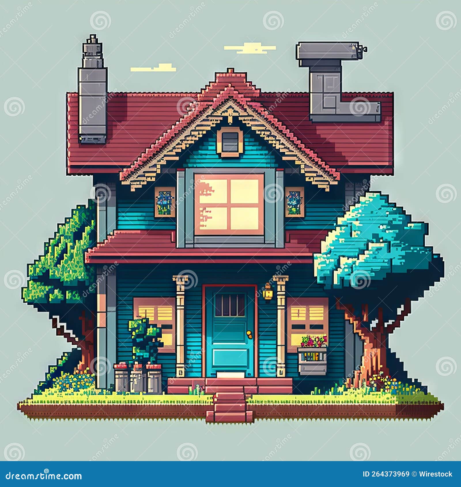 AI Generated Illustration of a Pixel House Stock Illustration ... AI Generated Illustration of a Pixel House Stock Illustration ...