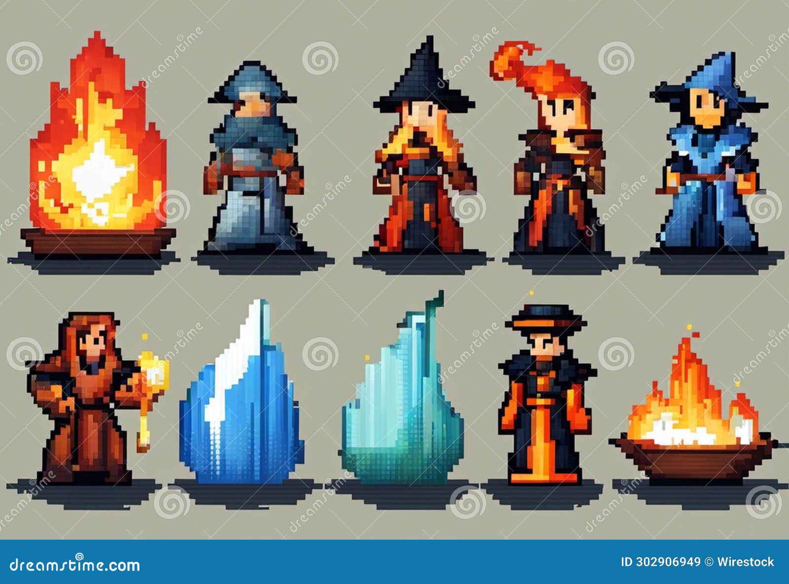 AI Generated Illustration of Pixelated Video Game Characters As Wizards ...