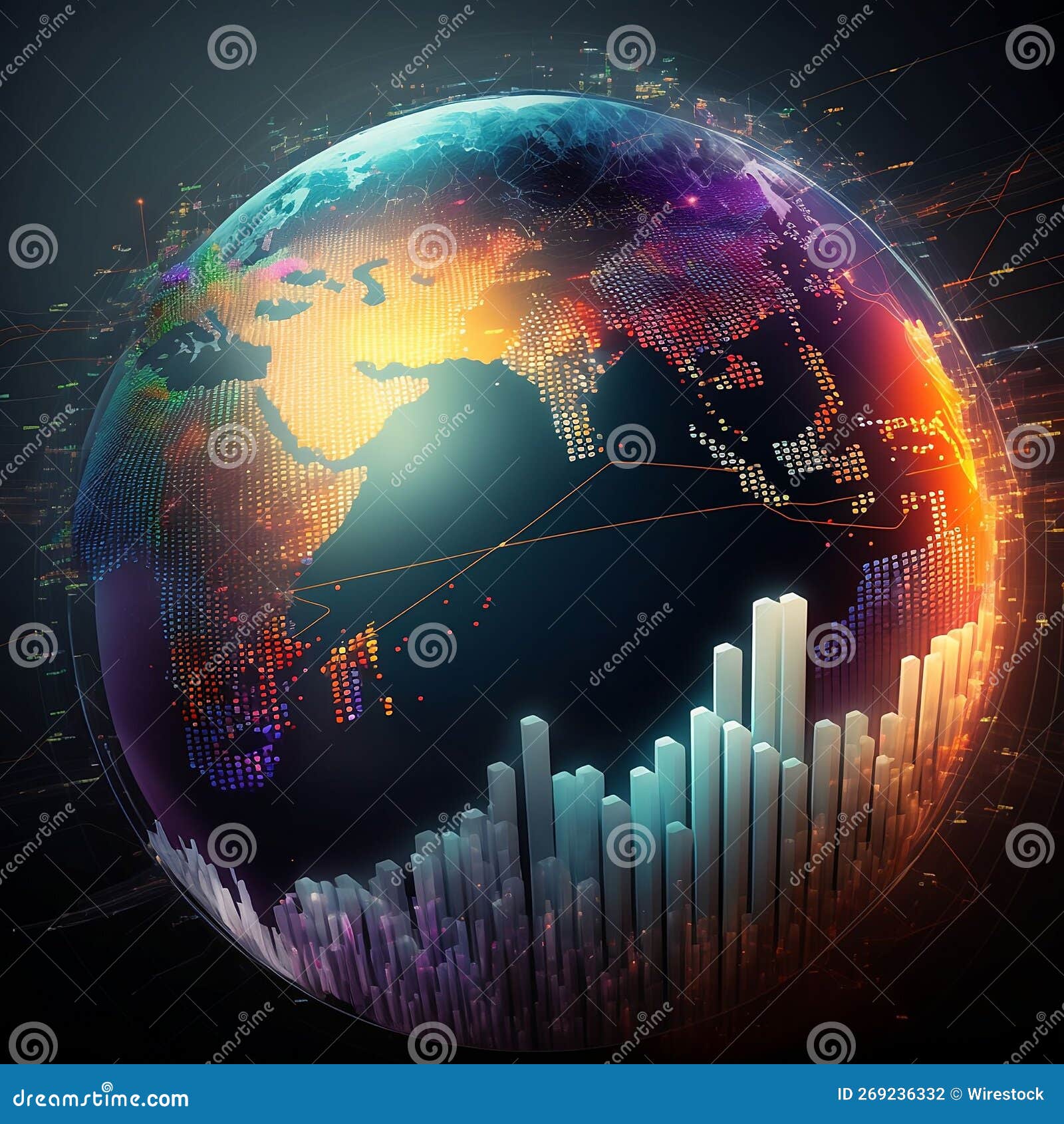 AI Generated Illustration of Planet Eart with Glowing Networks and ...