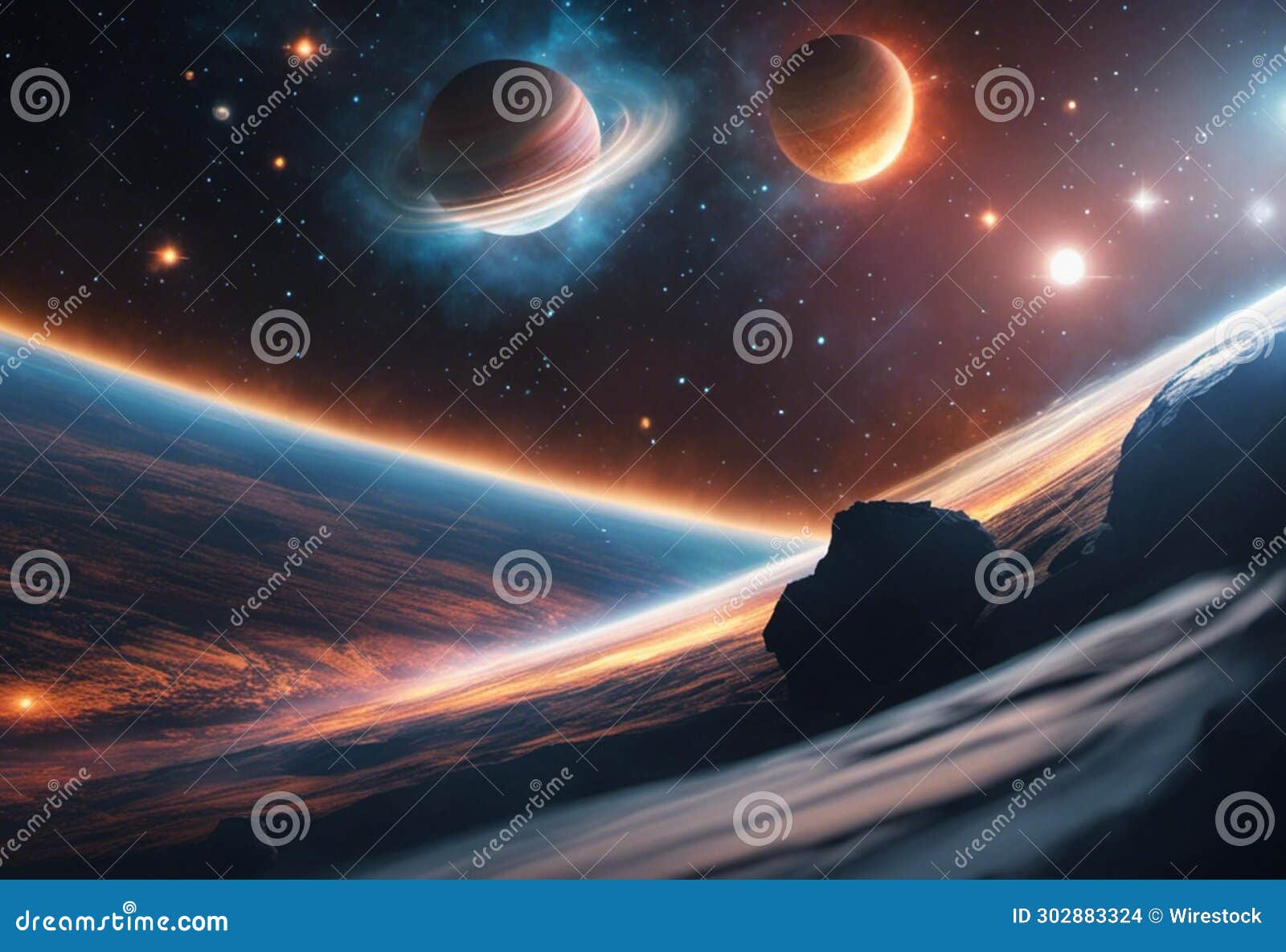 AI Generated Illustration of the Planets in the Outer Space Seen from a ...