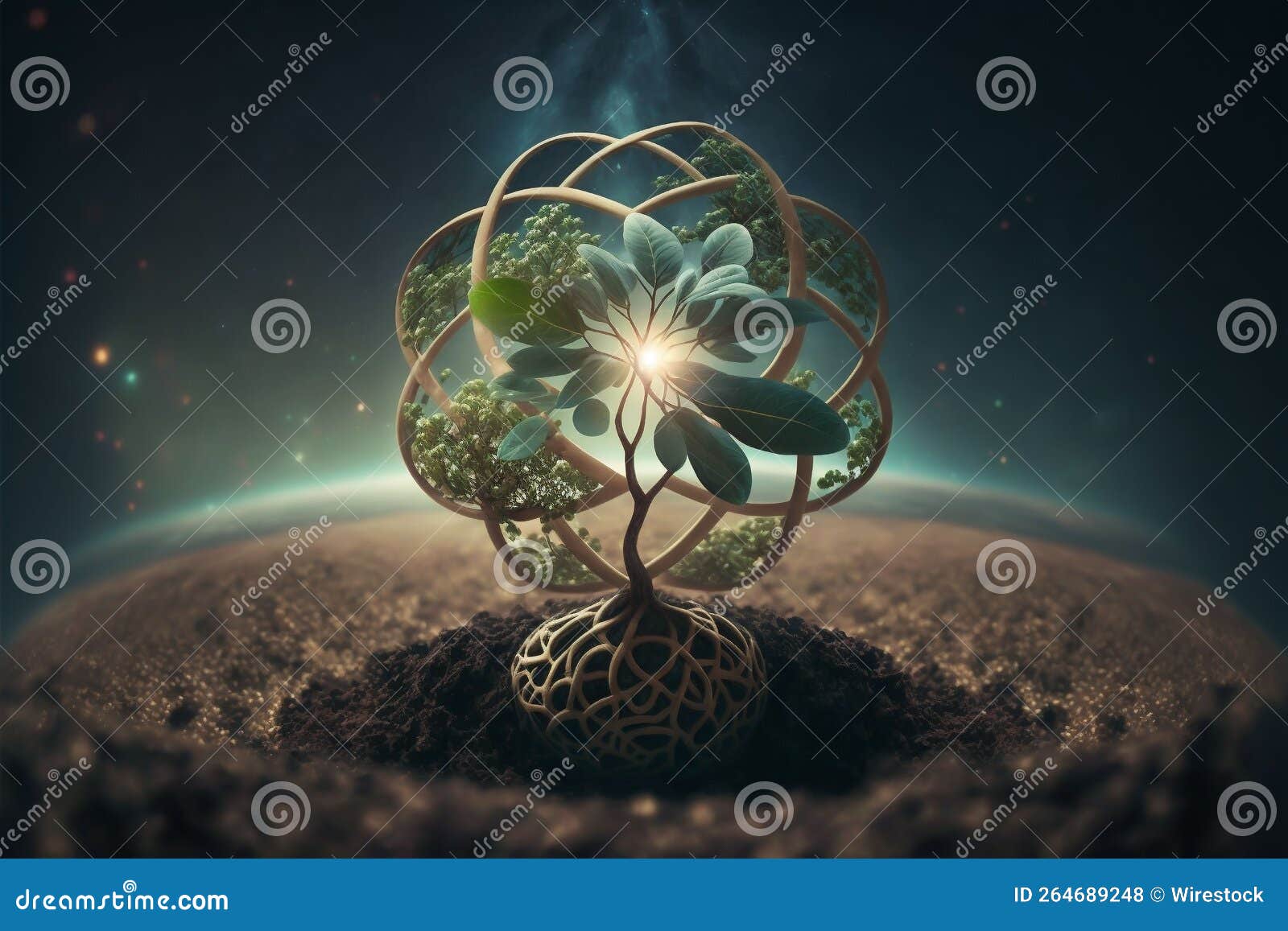 AI-generated Illustration of Plants Growing in a Magical Bubble Covered ...