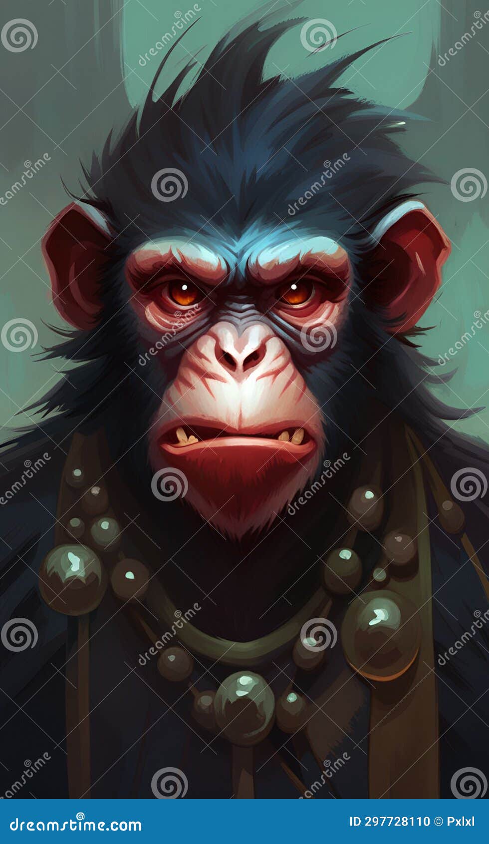 AI Generated Illustration Portrait of an Angry Monkey Stock Photo ...